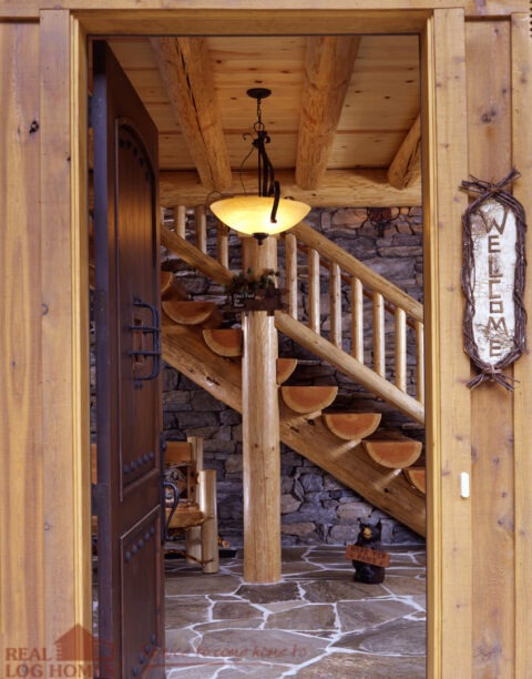 Unique Log Home Staircases - Real Log Homes
