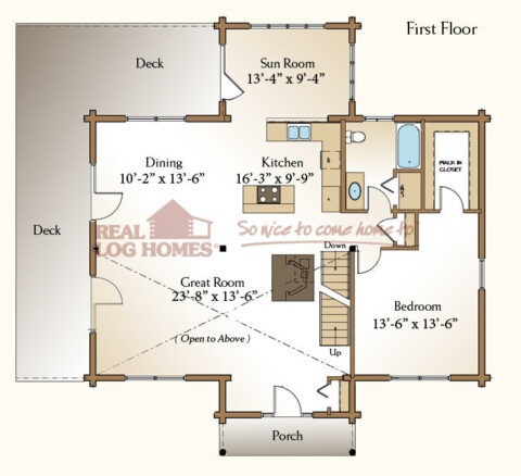 The Mendon: A Real Log Homes Three Bedroom Floor Plan